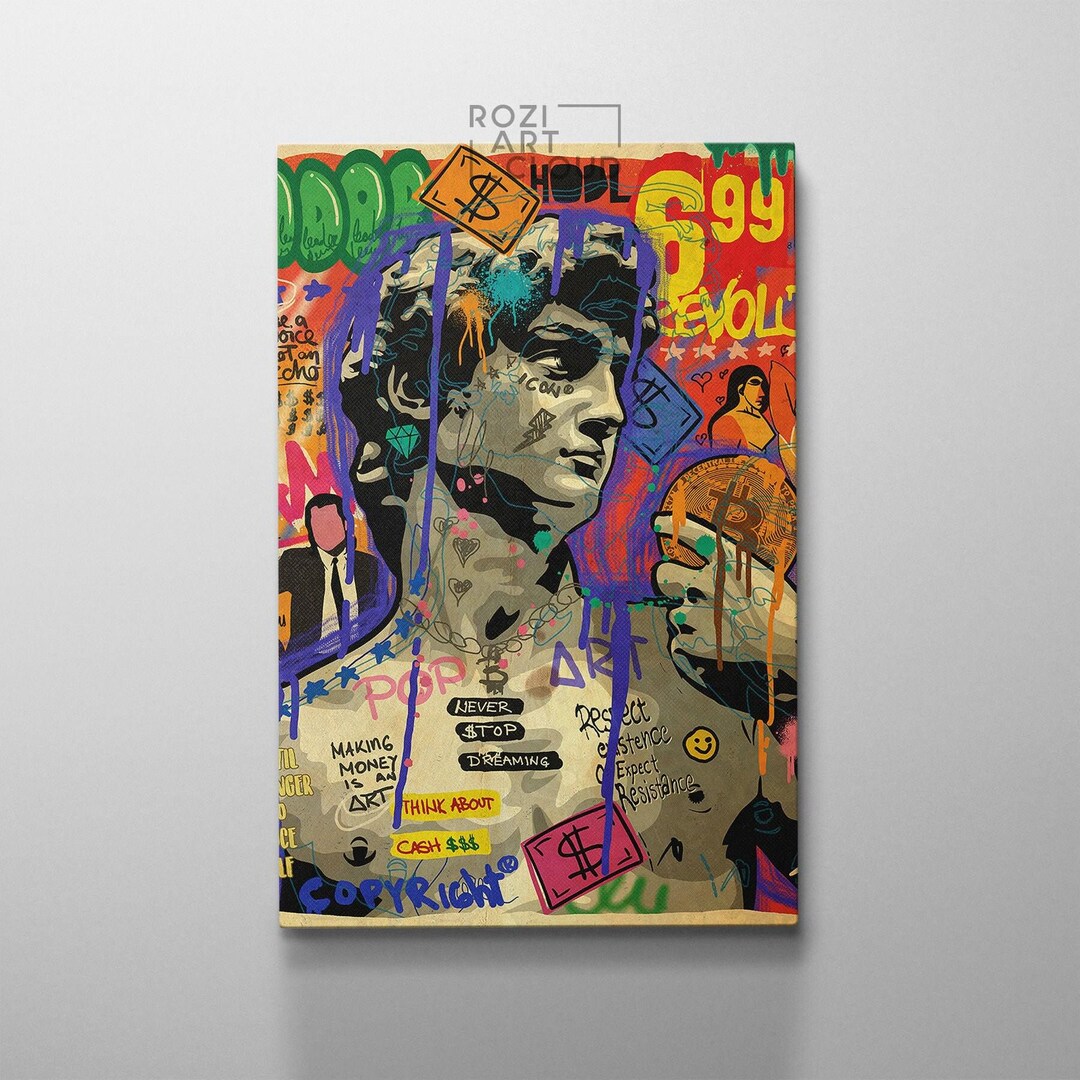 David Statue Renaissance by Michelangelo, Trendy Graffiti Street Art ...
