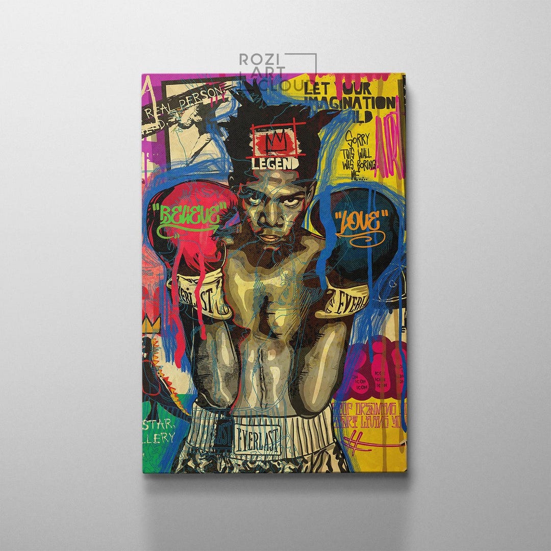 Boxer Portrait Print, Graffiti Wall Art, Street Pop Art Canvas, Mixed ...
