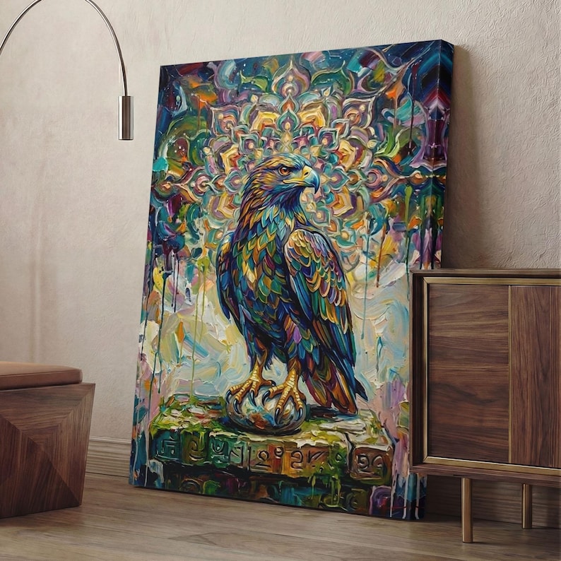Colorful Eagle Wall Art, Psychedelic Bird Canvas Print, Trippy Animal ...