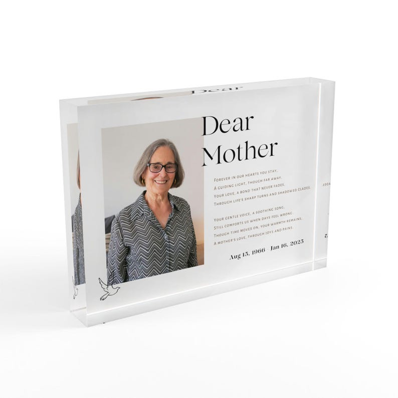 Personalized Memorial Photo Frame for Funeral, Photo Block Keepsake ...