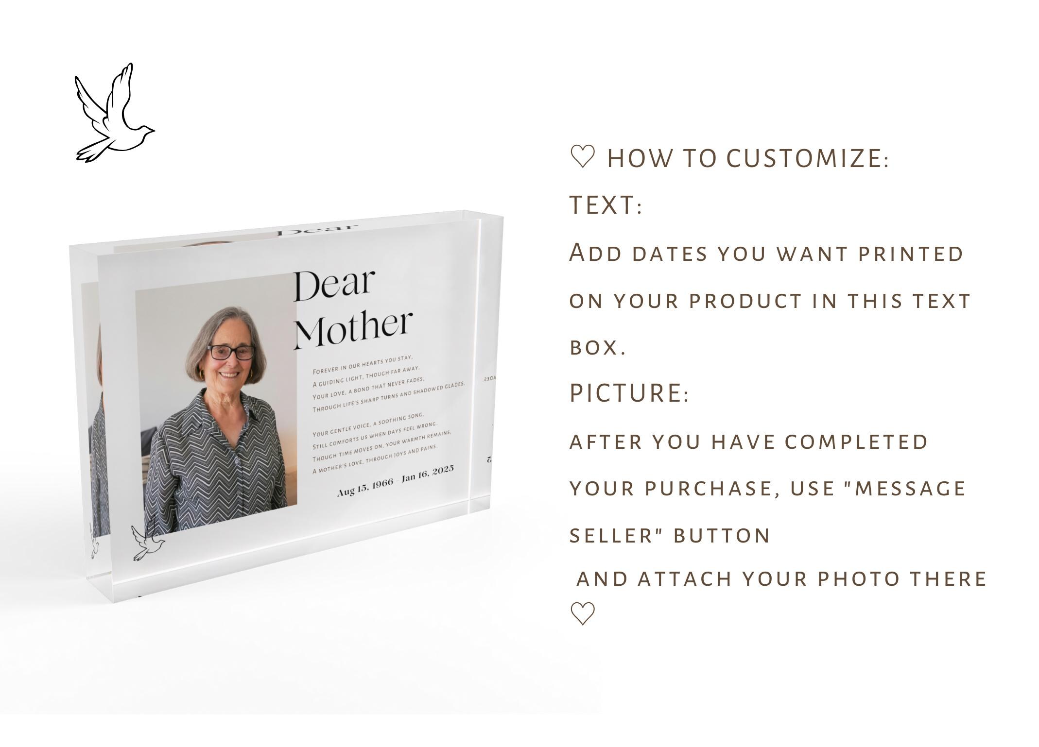 Personalized Memorial Photo Frame for Funeral, Photo Block Keepsake ...