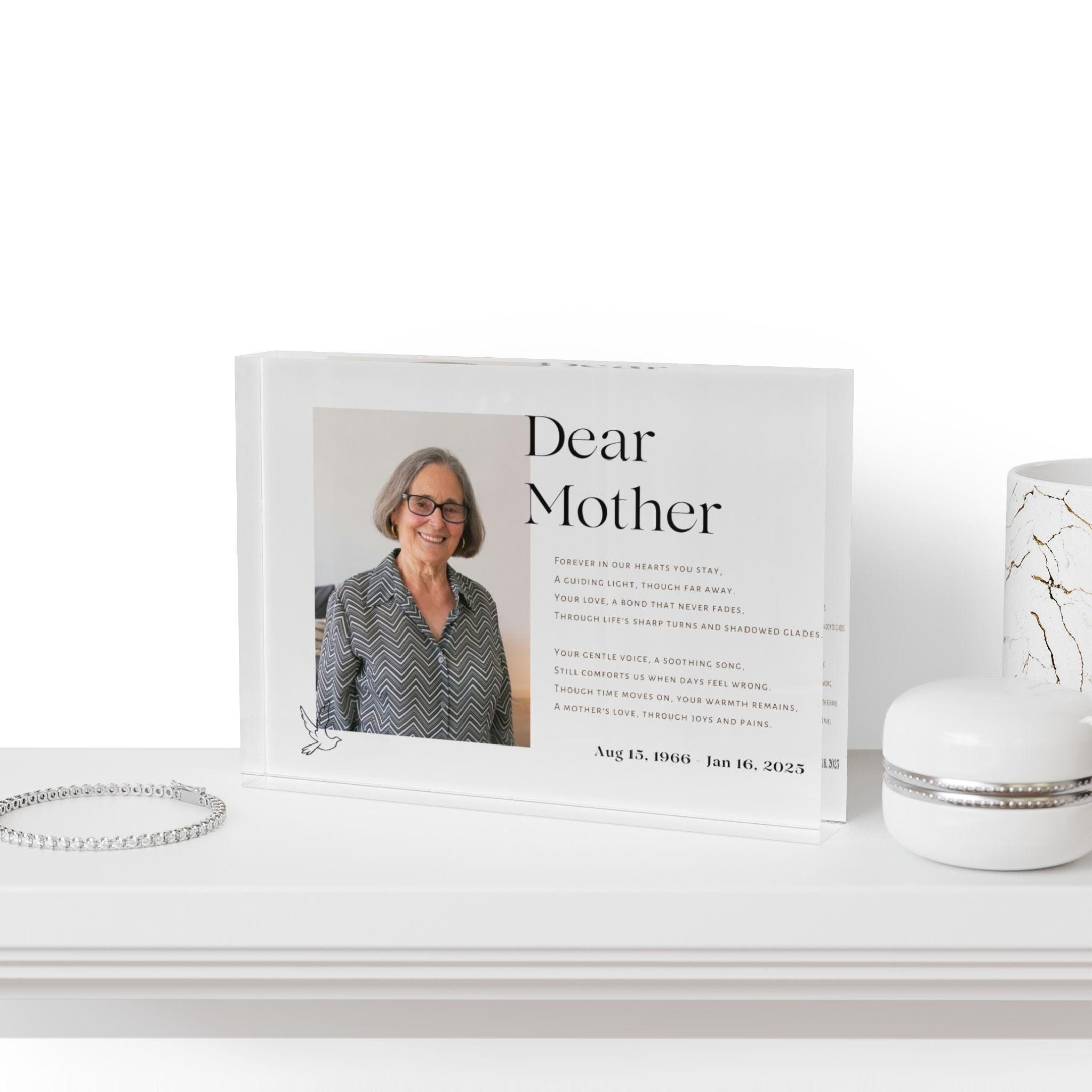 Personalized Memorial Photo Frame for Funeral, Photo Block Keepsake ...