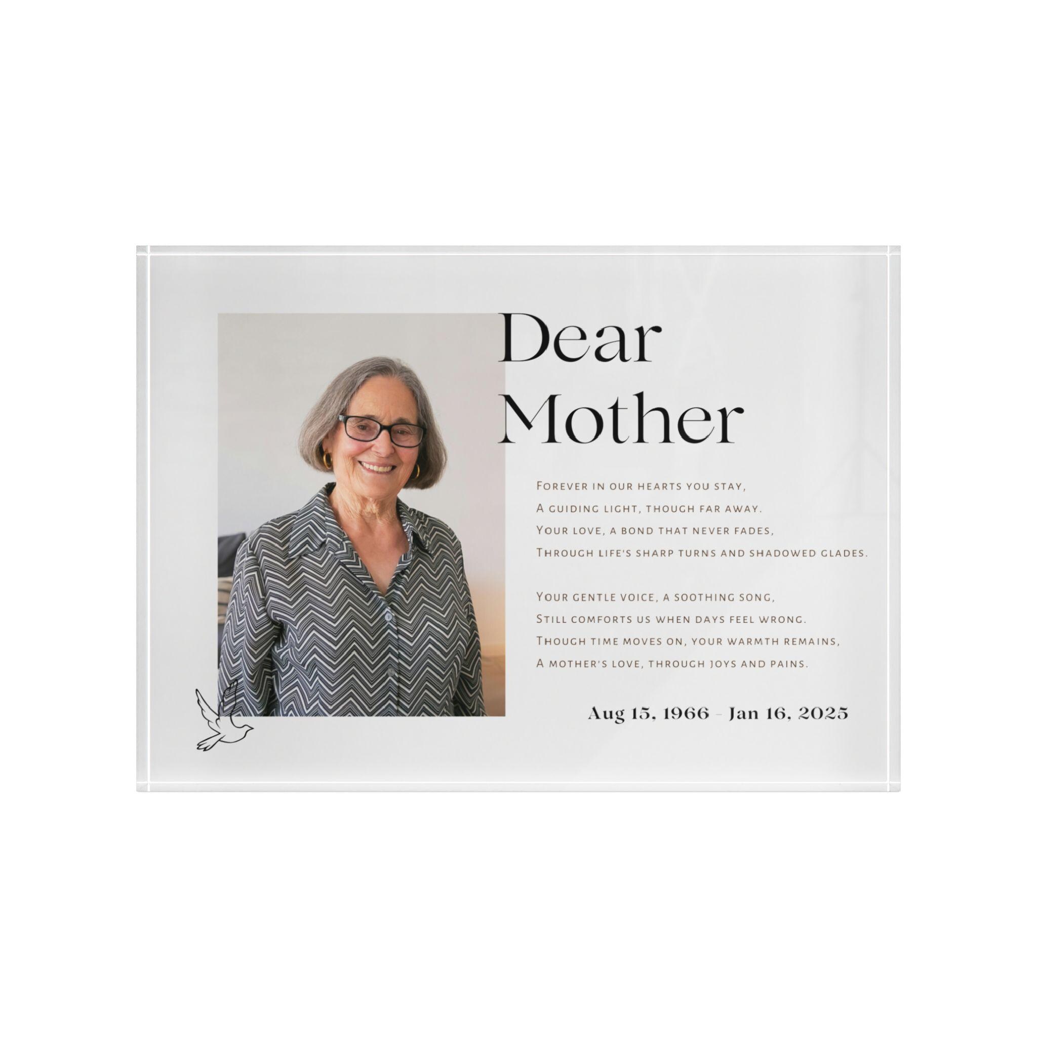 Personalized Memorial Photo Frame for Funeral, Photo Block Keepsake ...