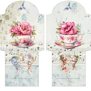 Pink Floral Printable Tea Bag Envelopes Matching Box - 10 Elegant ...