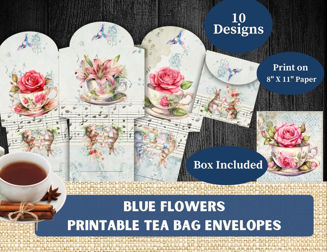 Pink Floral Printable Tea Bag Envelopes Matching Box - 10 Elegant ...