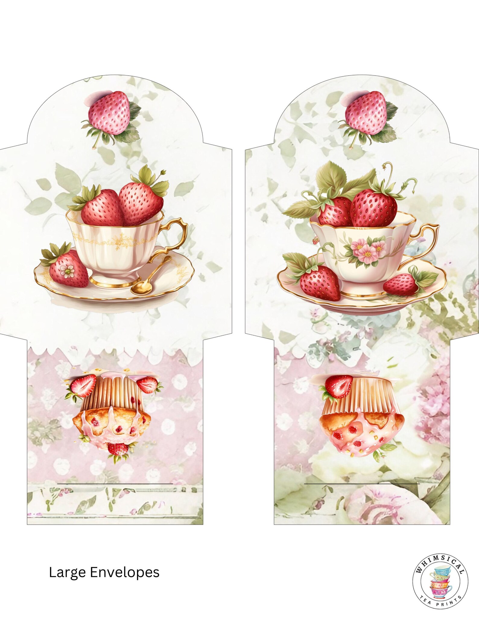 Strawberry Dreams Printable Tea Bag Envelopes & Matching Box - 10 ...