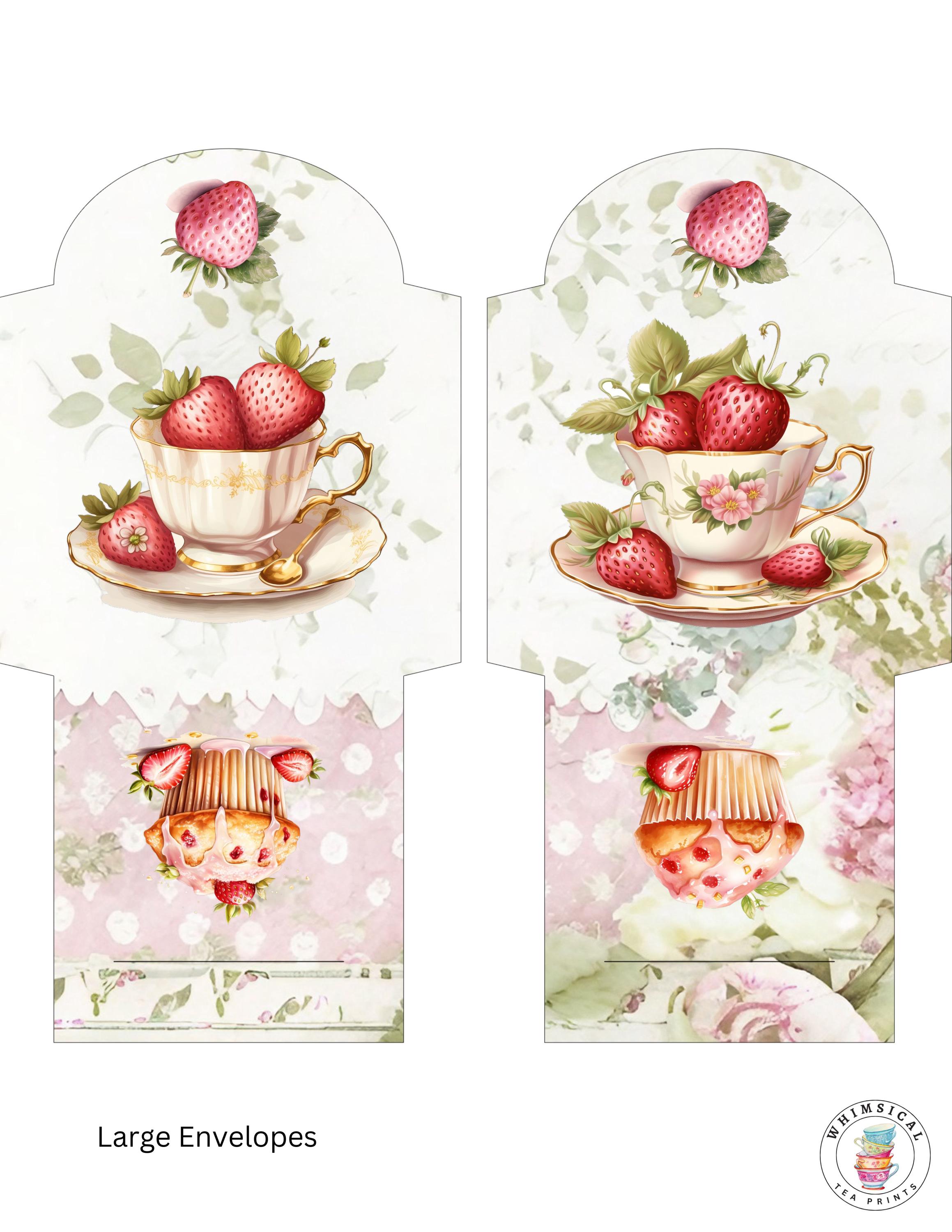 Strawberry Dreams Printable Tea Bag Envelopes & Matching Box - 10 ...