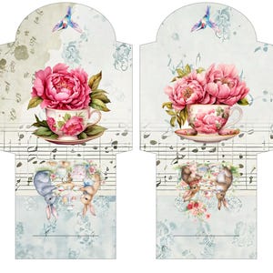 Pink Floral Printable Tea Bag Envelopes Matching Box - 10 Elegant ...
