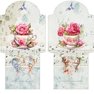 Pink Floral Printable Tea Bag Envelopes Matching Box - 10 Elegant ...