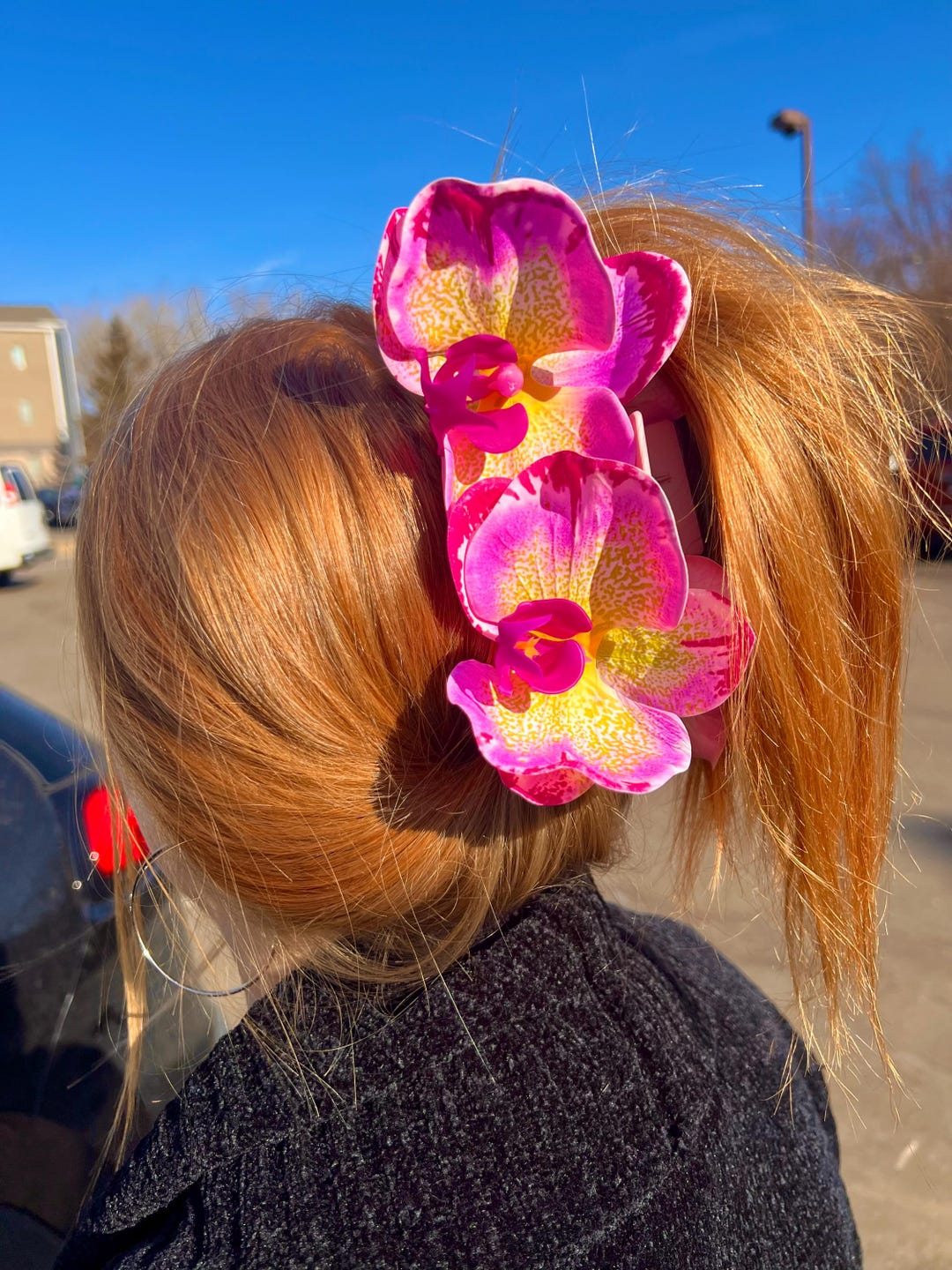 Sun-kissed Petals: A Speckled Orchid Claw Clip - Etsy