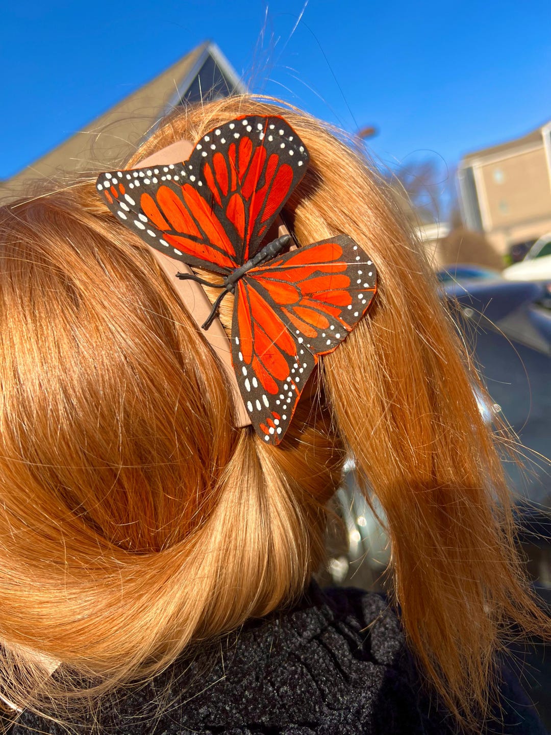 Realistic Monarch Butterfly Hair Clip – Handmade Orange & Black Hair ...