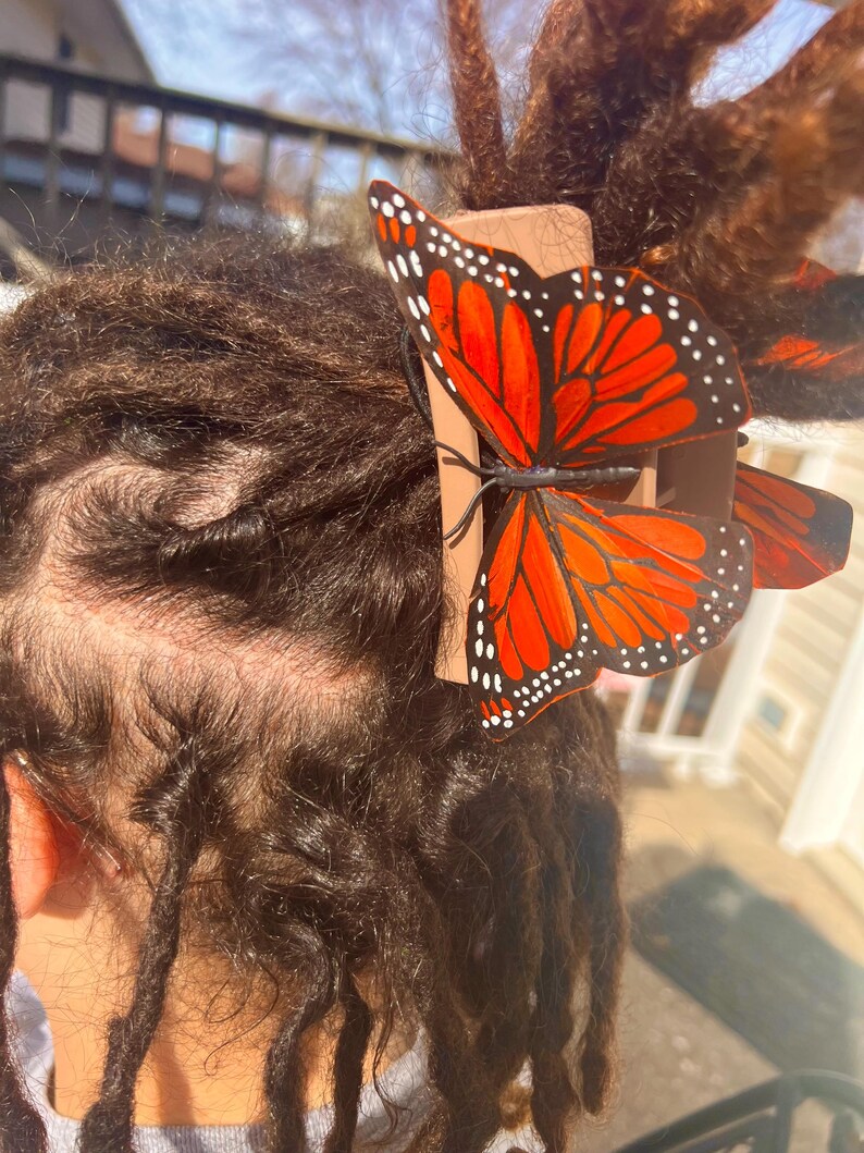 Realistic Monarch Butterfly Hair Clip – Handmade Orange & Black Hair ...