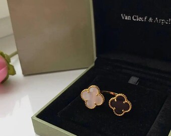 Van Cleef & Arpels 18k Gold Double Top Charming Ring - Etsy