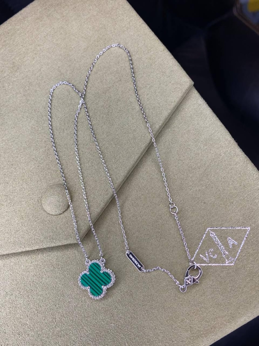 Van Cleef & Arpels White Gold Curb Chain Classic Pendat Necklace - Etsy