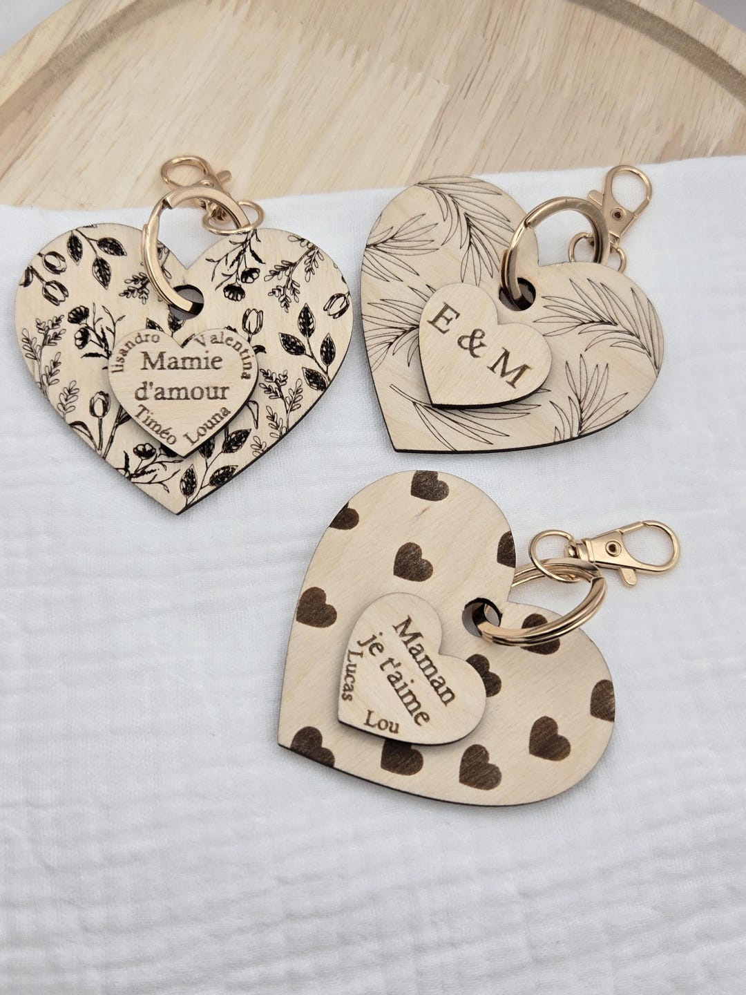 Personalized Wooden Key Ring, Engraved Key Ring, Grandmother's Day Gift ...