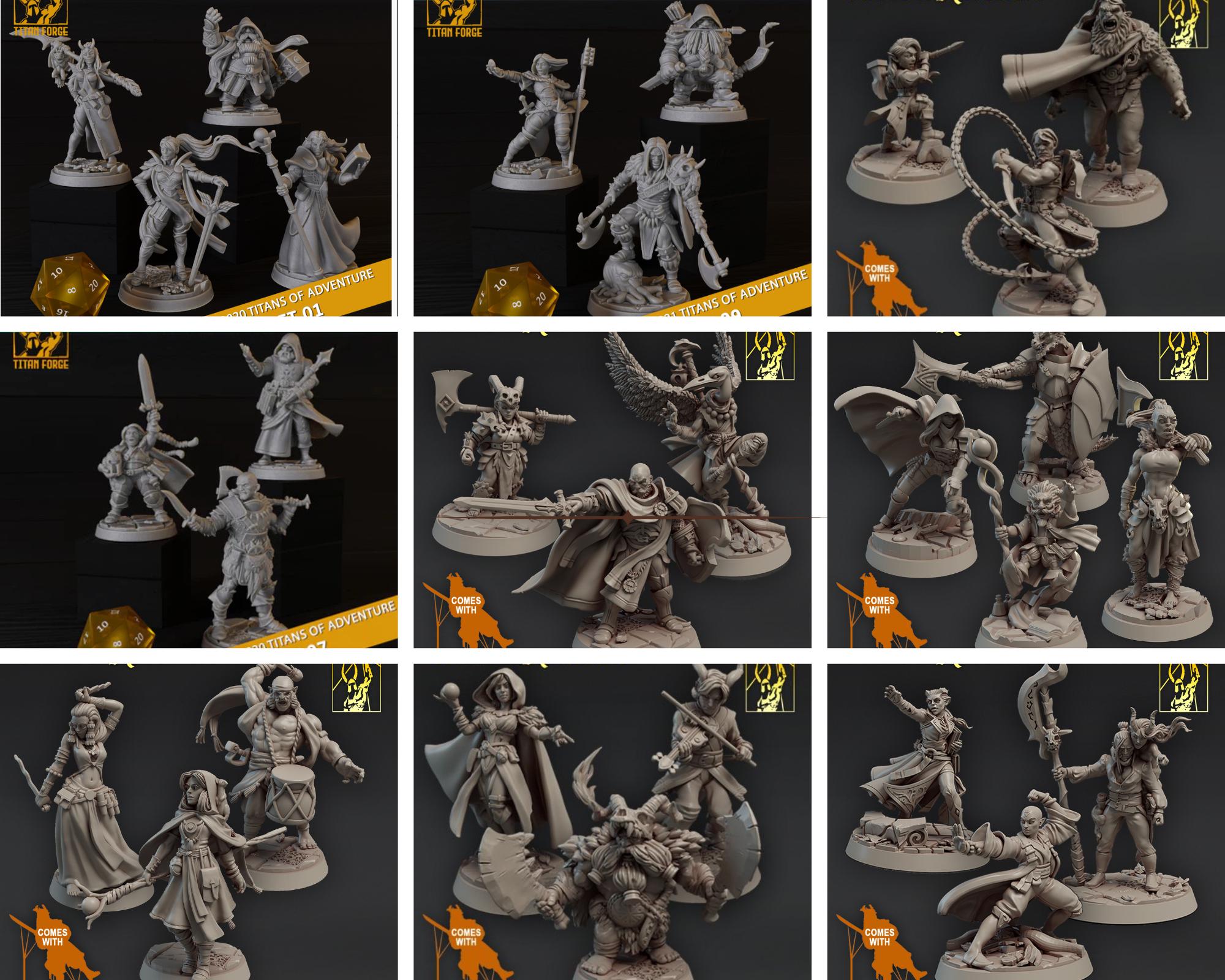 Titans of Adventure 3D Printable Figurines: Pack 1 sets 01-10 RPG ...