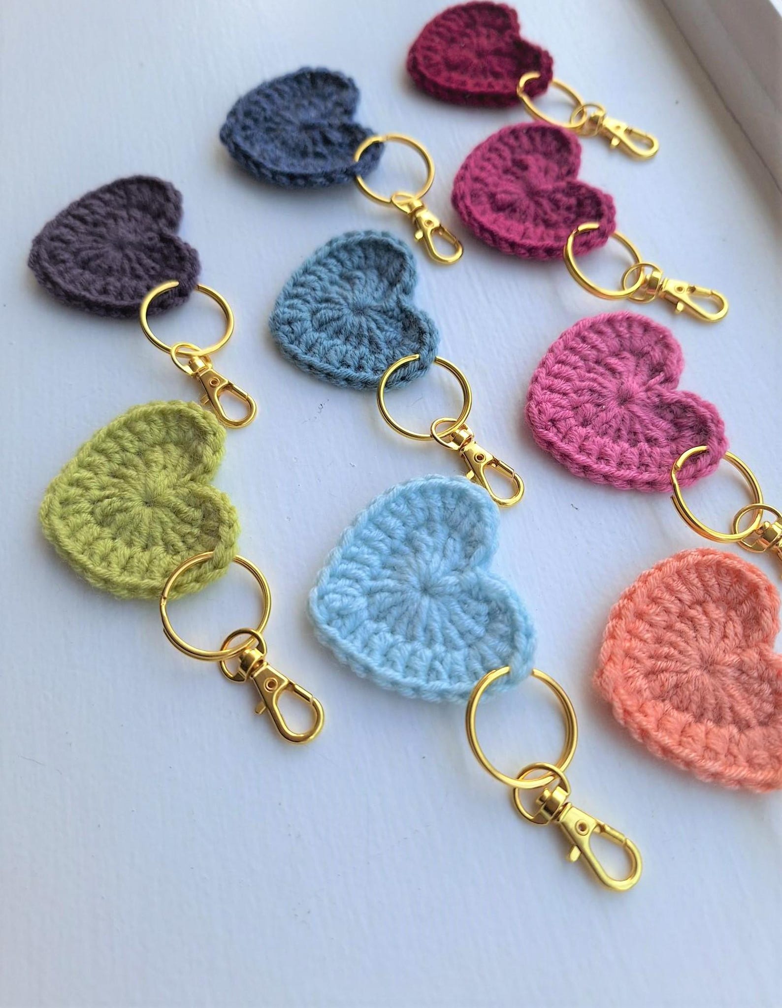 Crochet Heart Keyring | Party Bag Filler | Handmade Heart Keychain ...