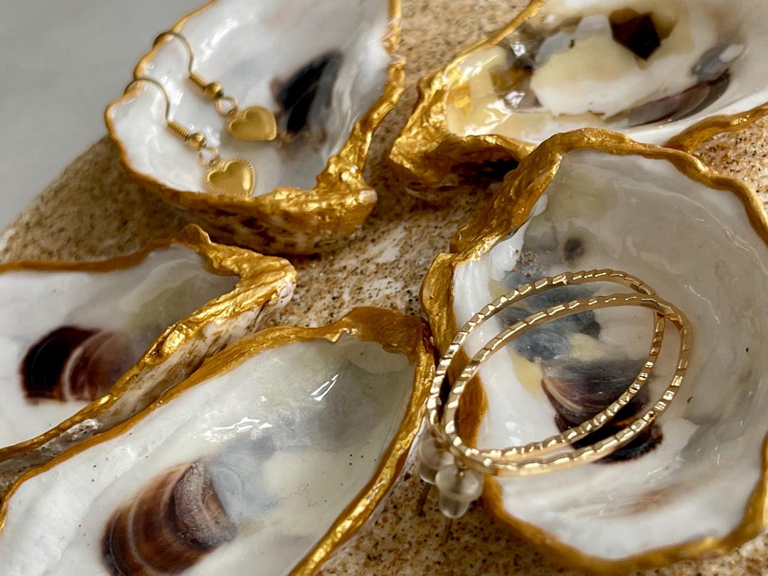 Oyster Shell Jewelry Trays Handcrafted Trinket Dishes Ring Dish Earring ...