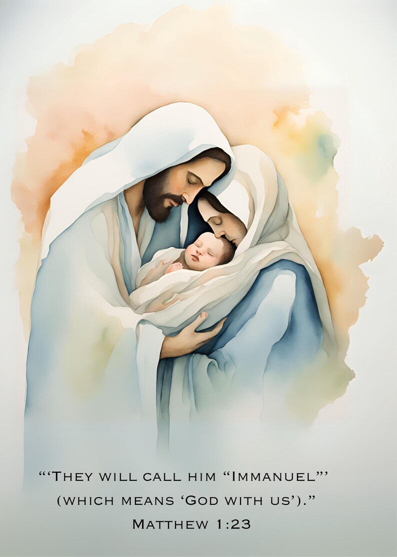 Watercolor Nativity Christmas Card Set, Christian Art (digital Download ...
