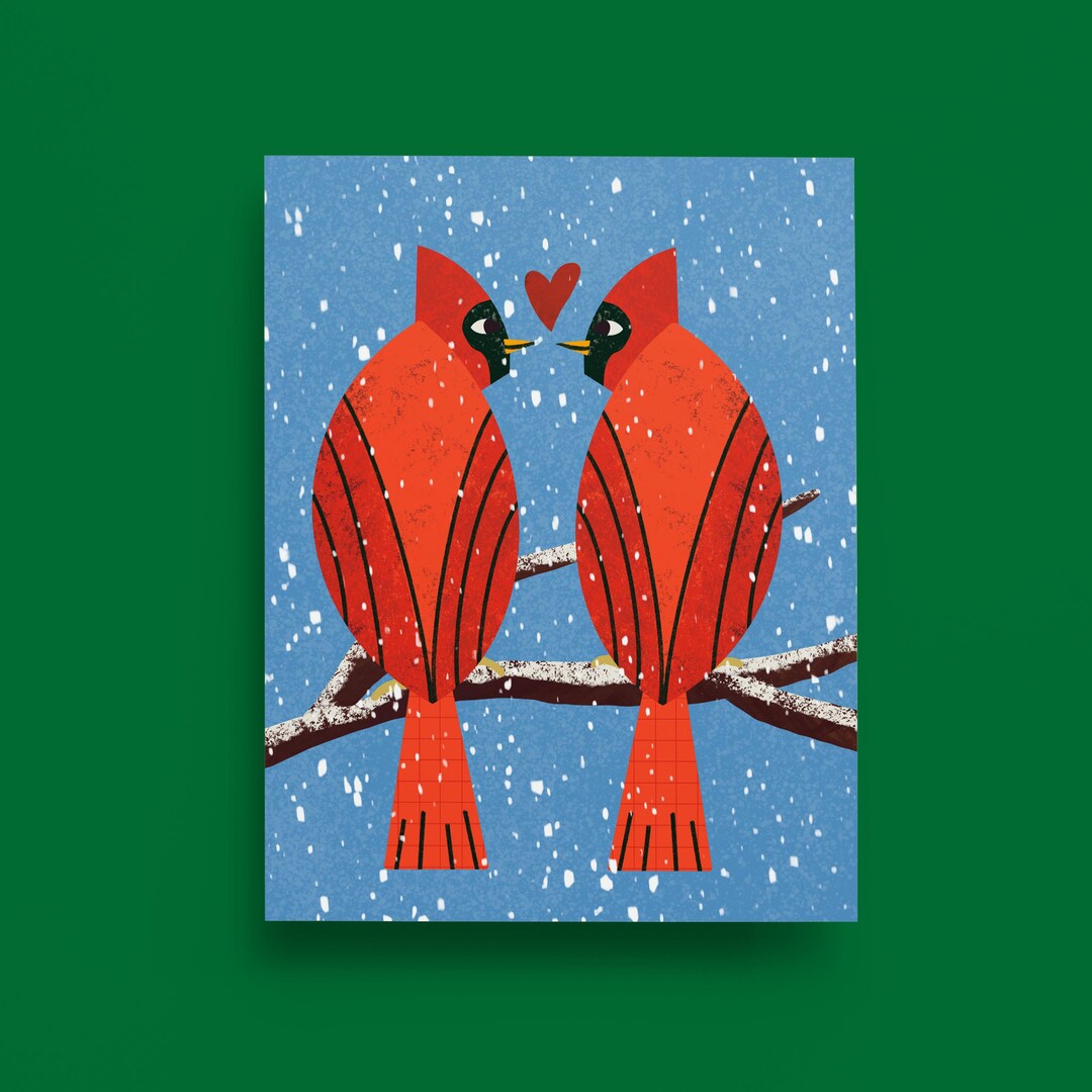 Gay Cardinal Christmas Card — Two Male Cardinals Holiday Love Card ...