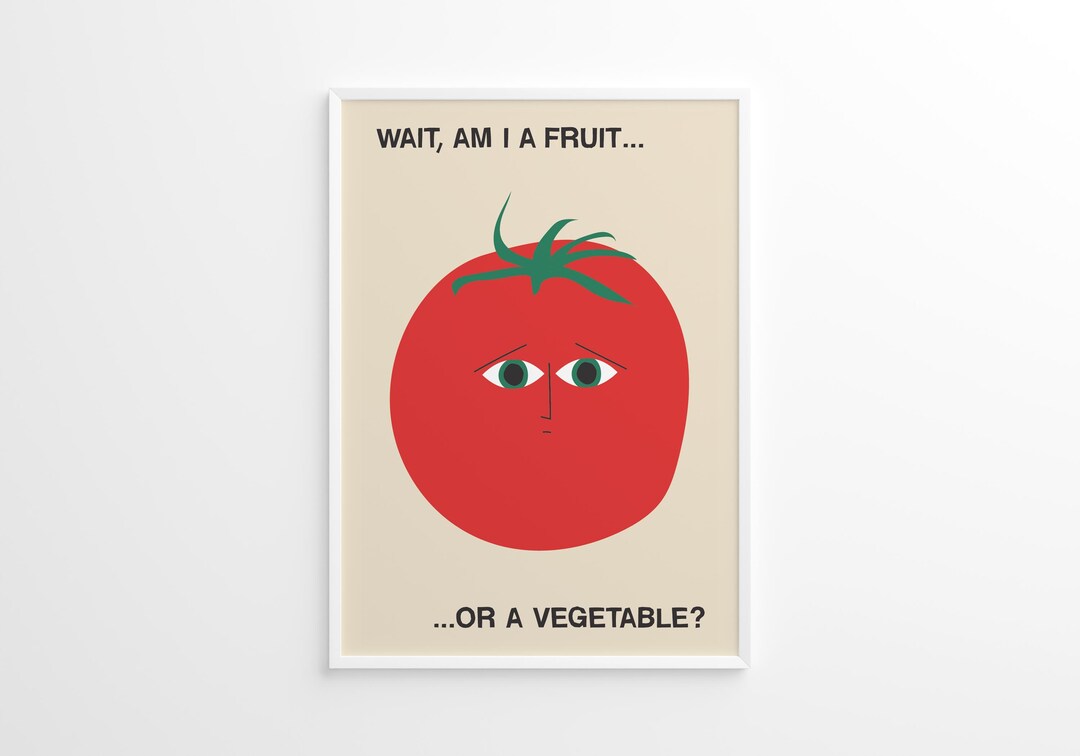 Confused Tomato Art Print – Funny Cut Paper Illustration – “wait… Am I ...