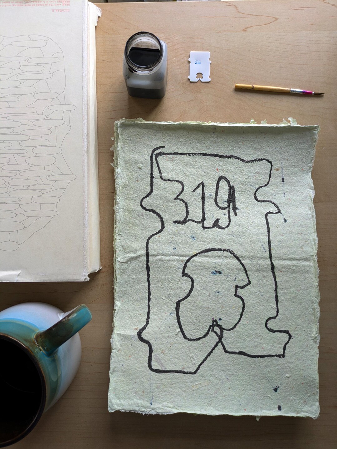 Occlupanid From the ubiquity Series Blind Contour on Handmade Paper - Etsy