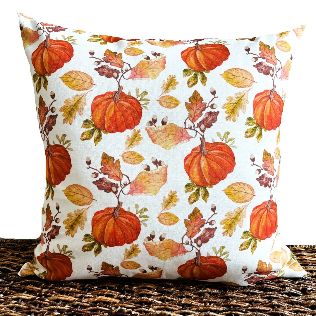 Pumpkins Pillow Cover Cushion Fall Leaves Acorns Autumn Decor - Etsy
