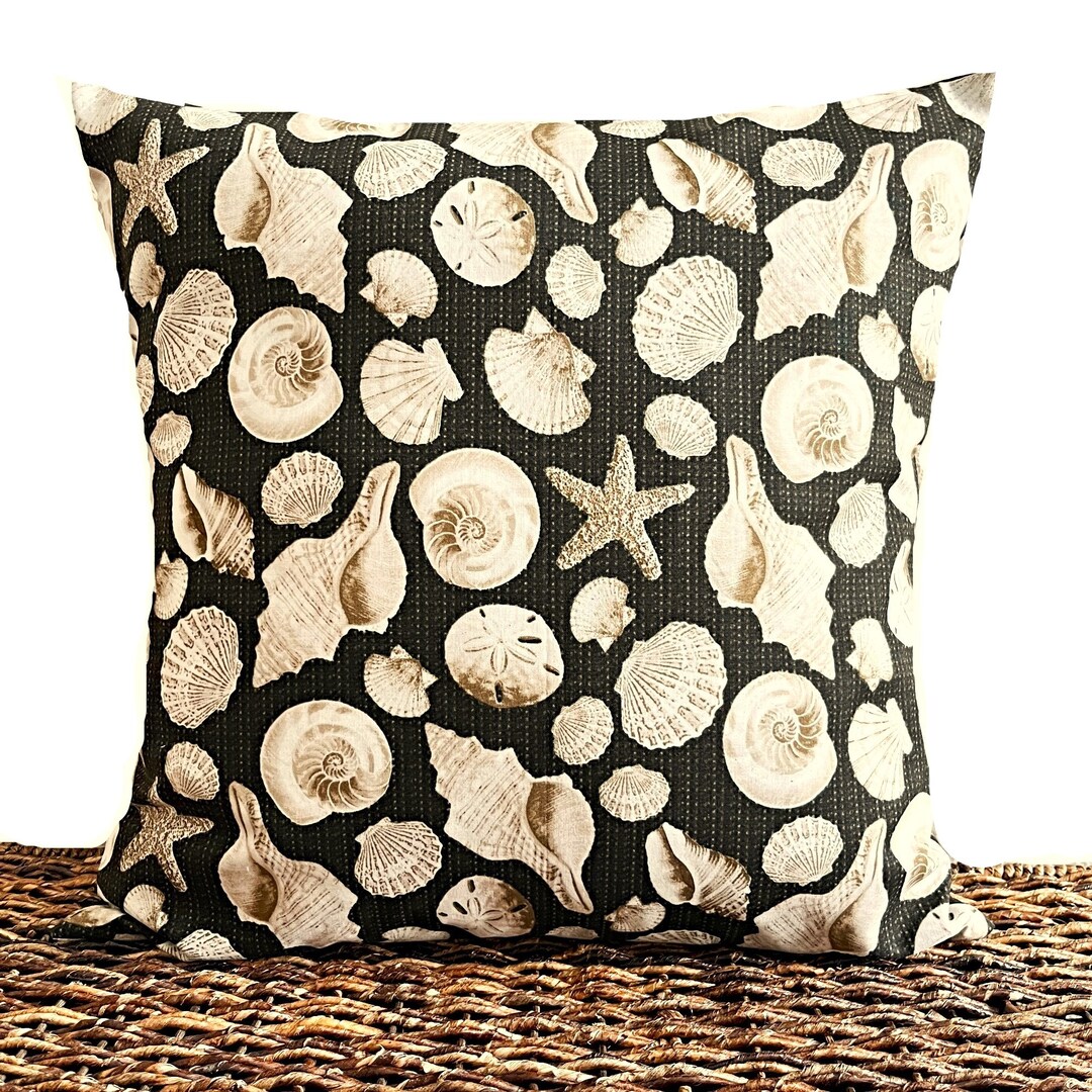 Brown Seashells Pillow Cover Cushion Coastal Starfish Sand Dollars ...