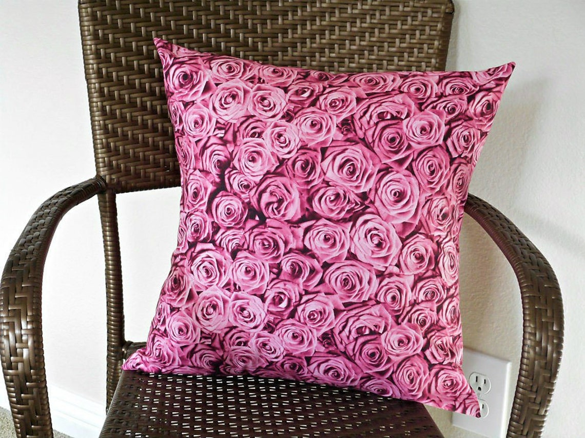 Pink Roses Pillow Cover Cushion Valentines Day Floral | Etsy