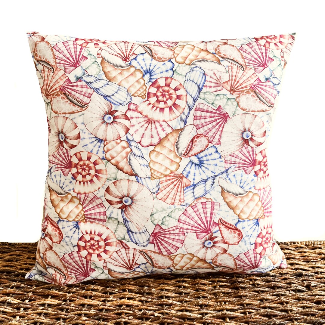 Seashells Pillow Cover Cushion: Coastal Beach Decor Throw Pillow (18x18 ...