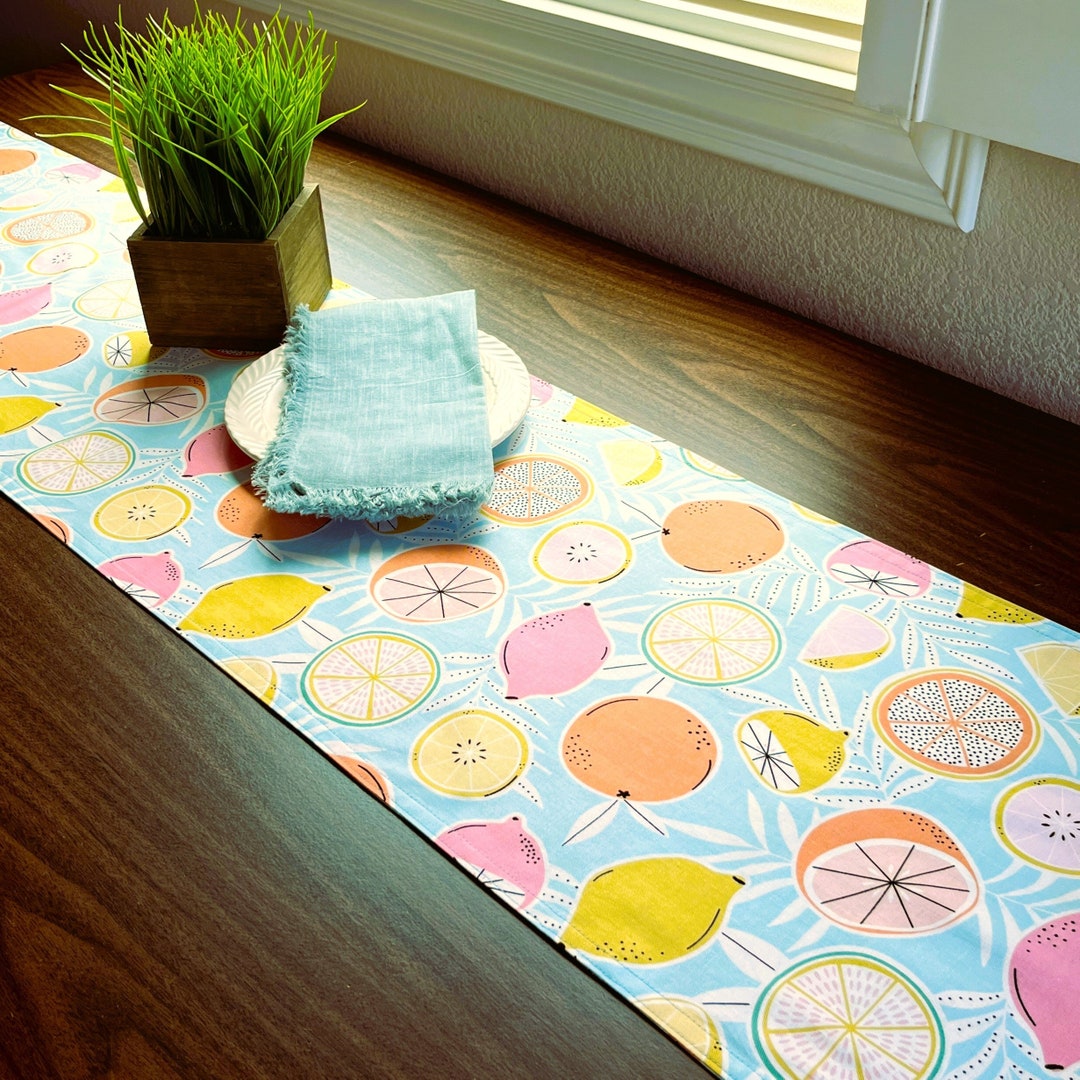 Retro Citrus Fruit Table Runner: Reversible Summer Picnic Decor (13x70 ...