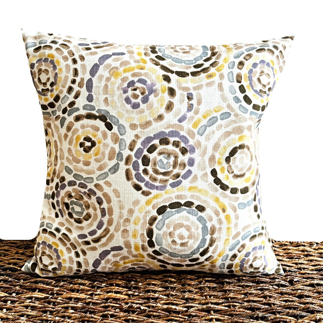 Geometric Circles Throw Pillow Cover Cushion Gray Purple Brown Yellow ...