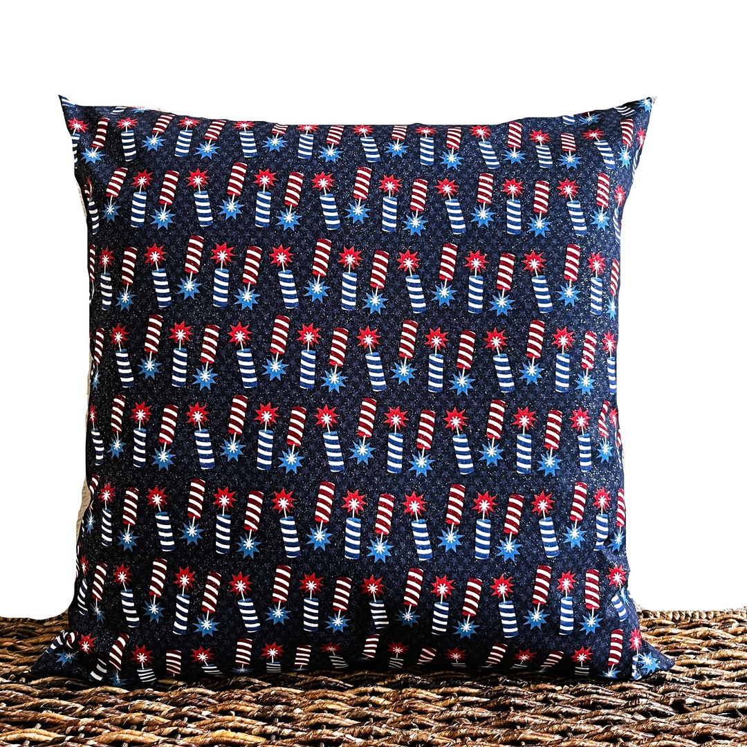 Firecrackers Pillow Cover Cushion: Patriotic Americana Throw Pillow ...