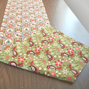 Christmas Cardinals Table Runner Birds Poinsettias Trees Snowflakes ...