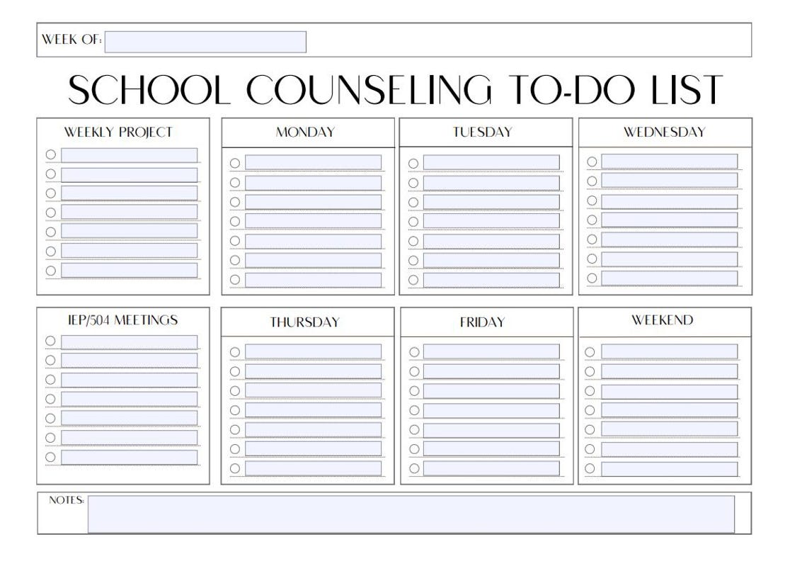 Weekly Planner for School Counselors - Etsy