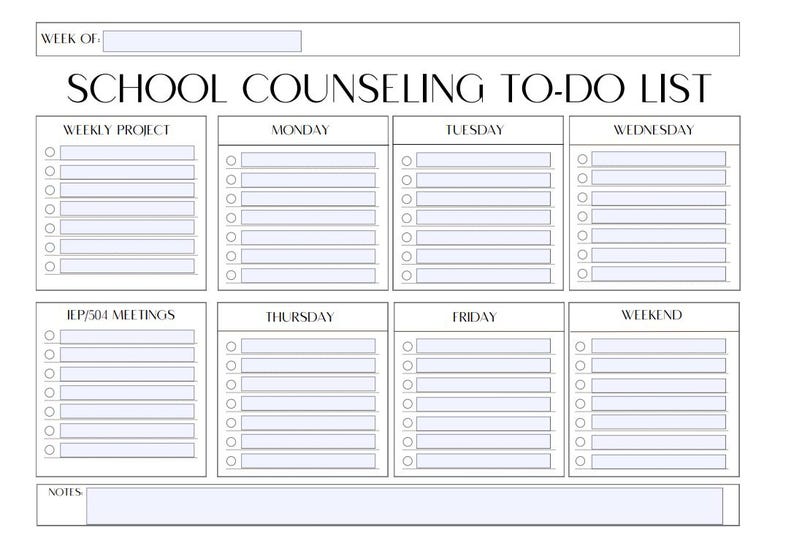 Weekly Planner for School Counselors - Etsy