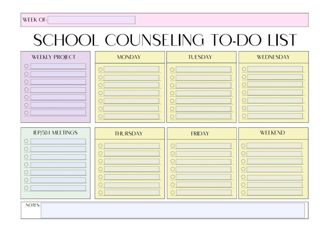 Weekly Planner for School Counselors - Etsy