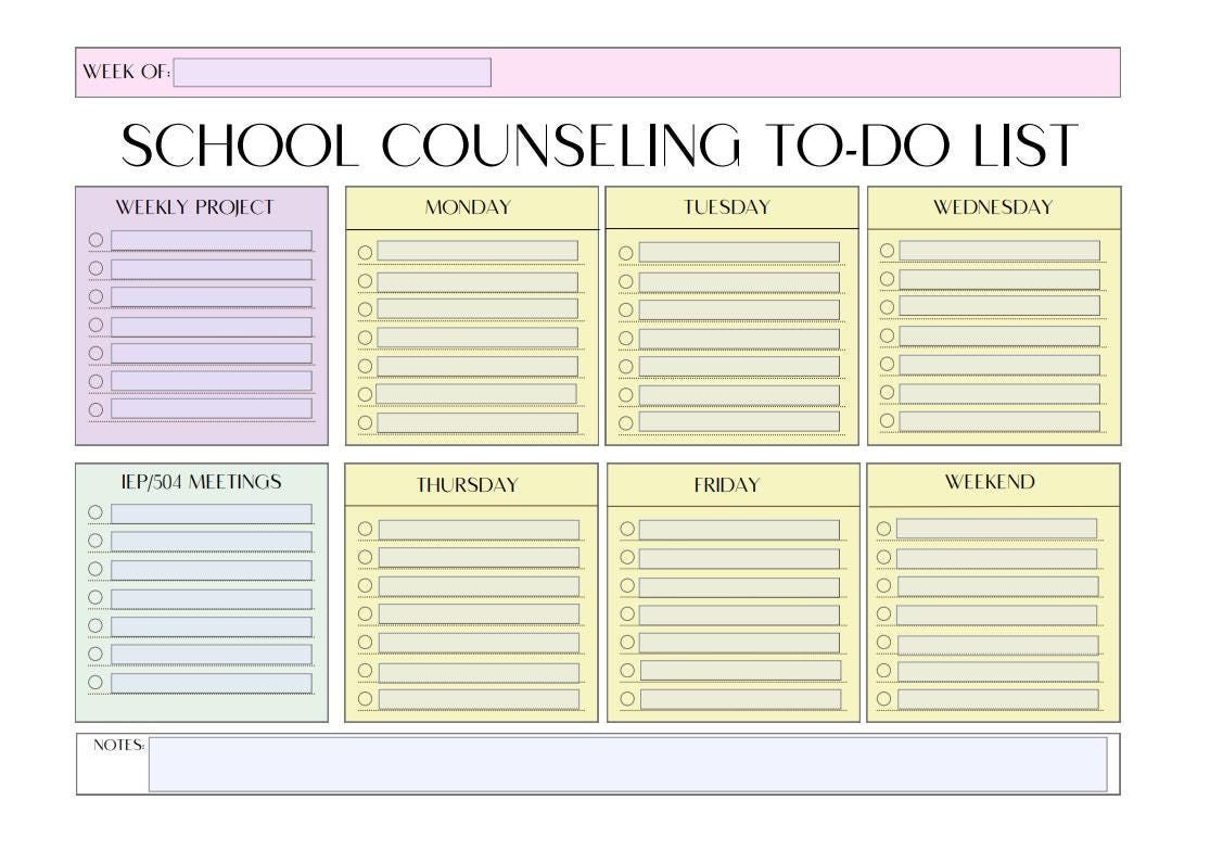 Weekly Planner for School Counselors - Etsy