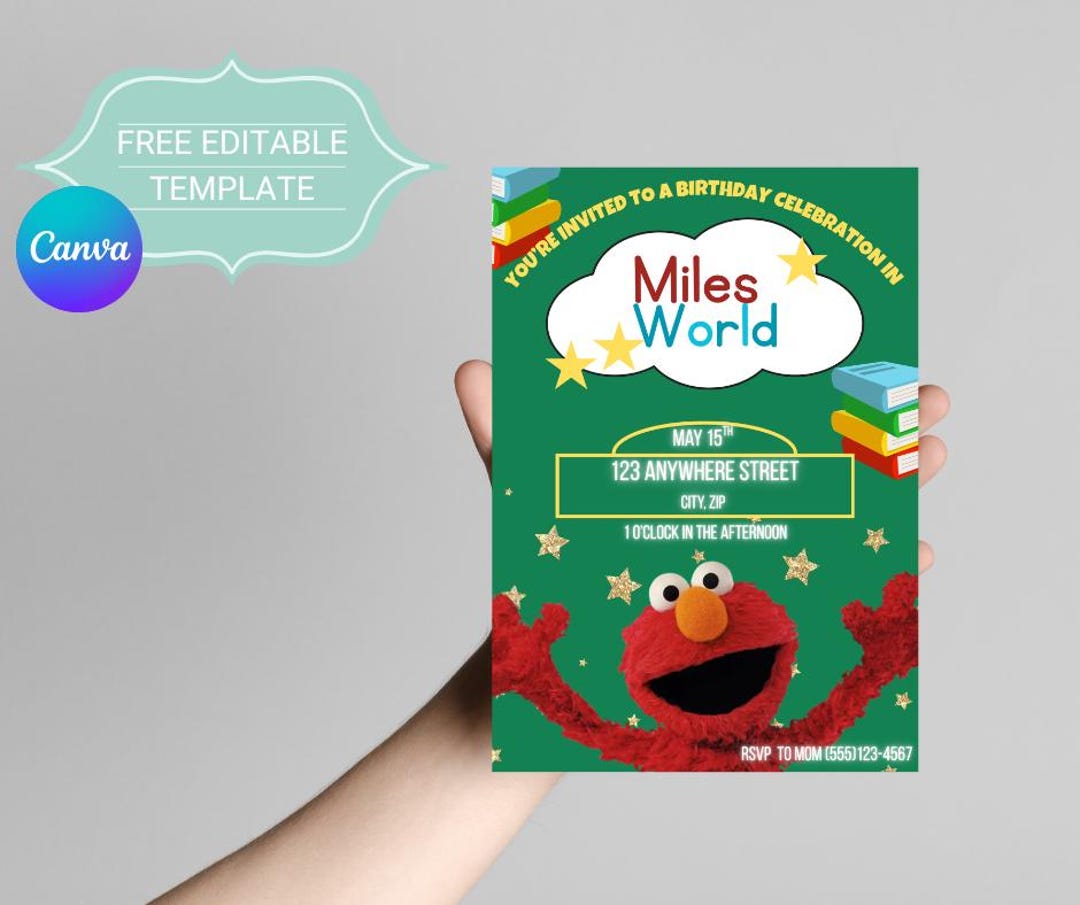 Red Furry Monster Birthday Invitation • FREE Thank You Card • Editable ...