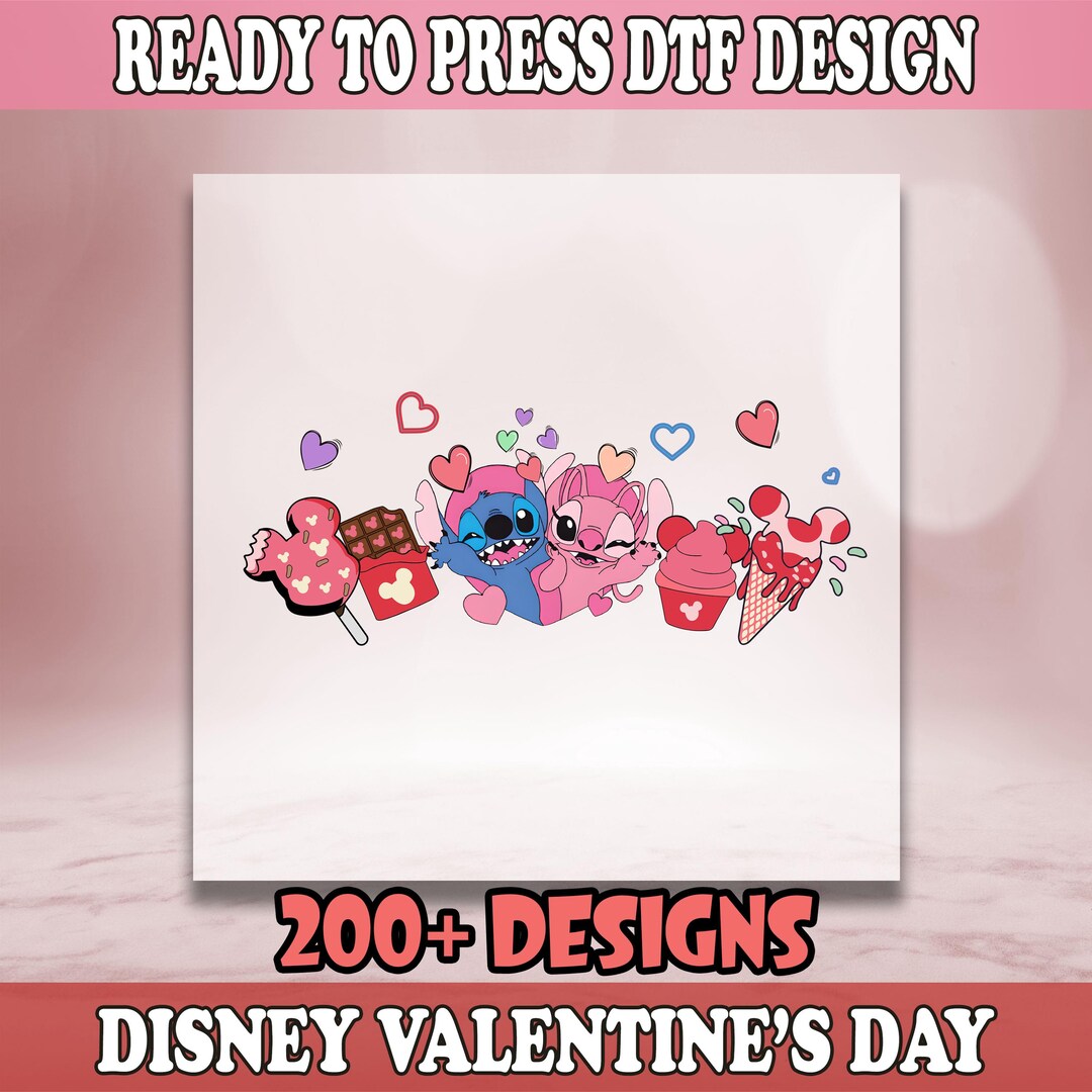 Stitch Valentine's Day DTF Transfer, Lilo and Stitch Ready to Press ...
