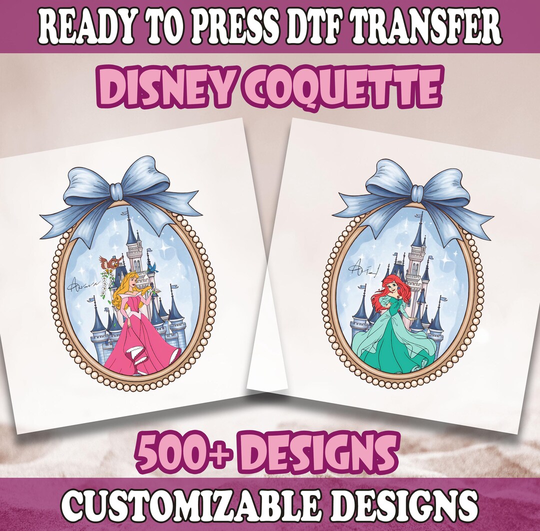 Disney Castle Bow Coquette DTF, Princess Castle DTF, Magic Kingdom Blue ...