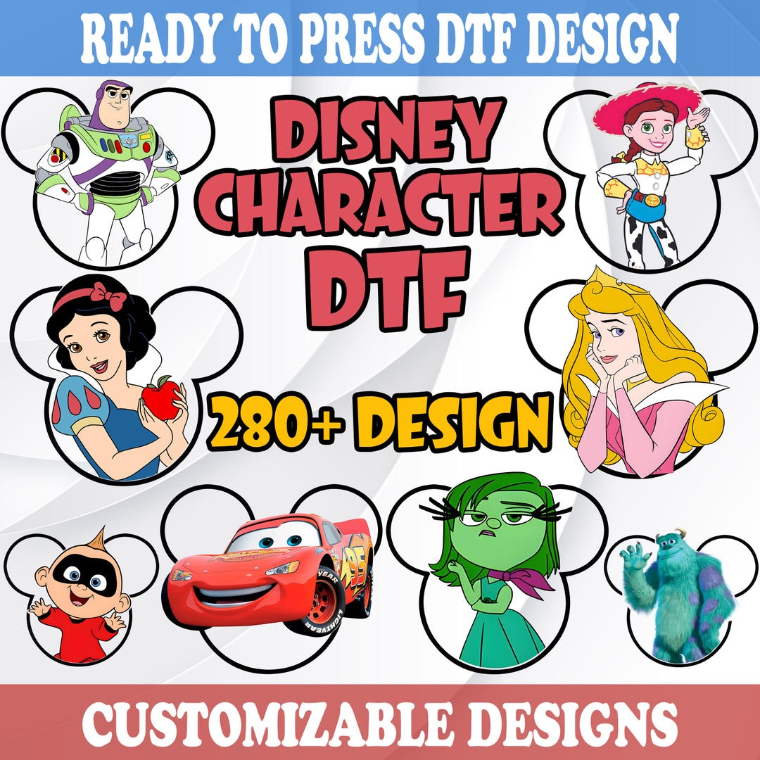 Disney Characters DTF Transfer, WDW Disneyland Trip Family DTF, Magical ...
