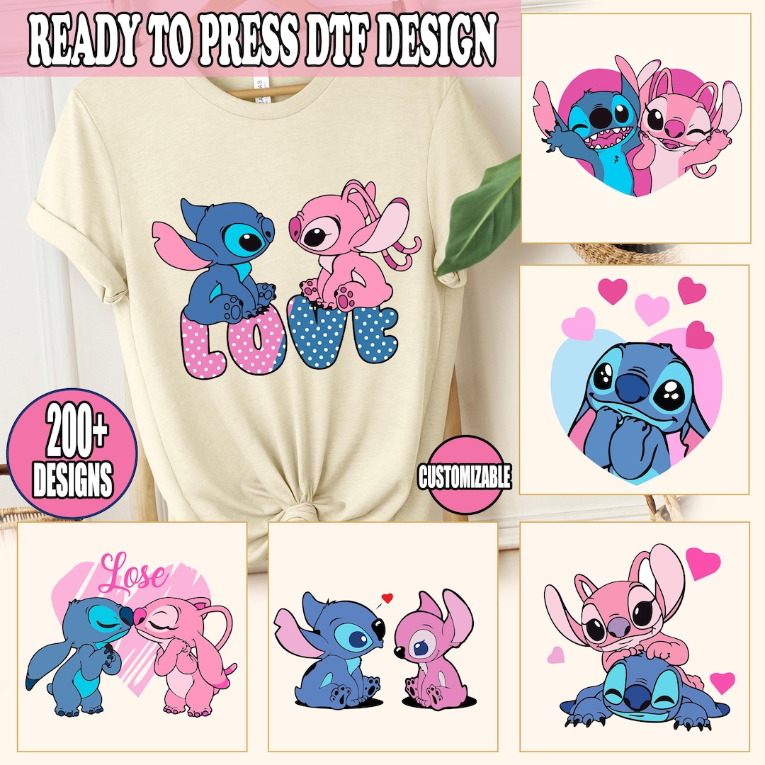 Stitch Valentine's Day DTF Transfer, Lilo and Stitch Ready to Press ...