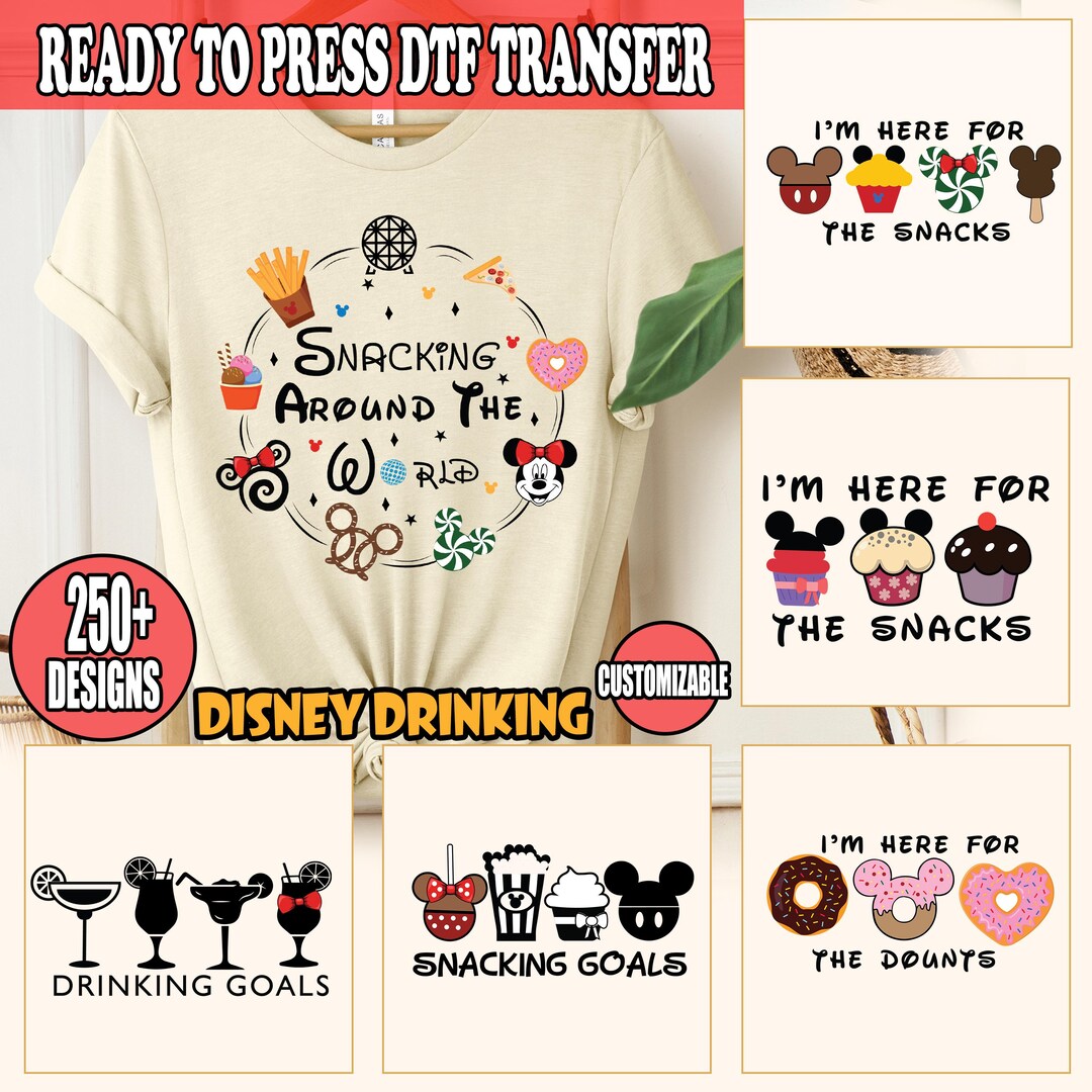Disney Epcot Snacking Around the World DTF Transfer, Epcot Drinkking ...