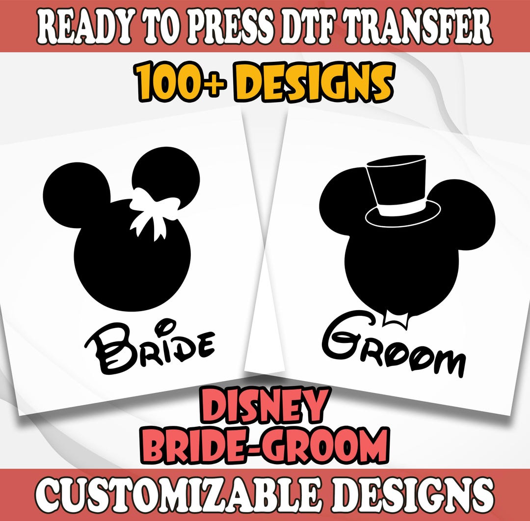 Disney Bride and Groom Dtf, Bride and Groom Mickey Dtf, Disney Wedding ...