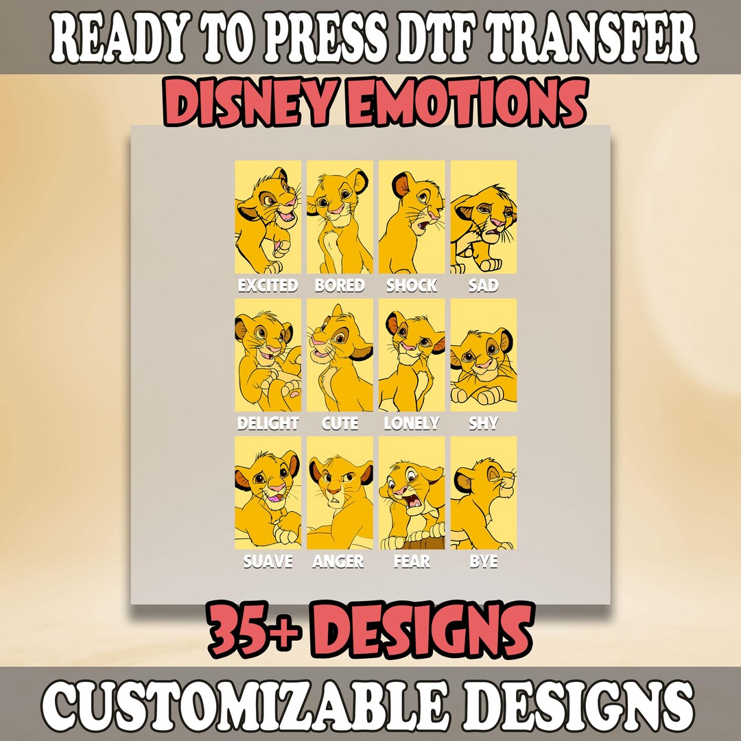 Disney Lion King DTF Transfer, Lion King Simba DTF, Animal Kingdom ...