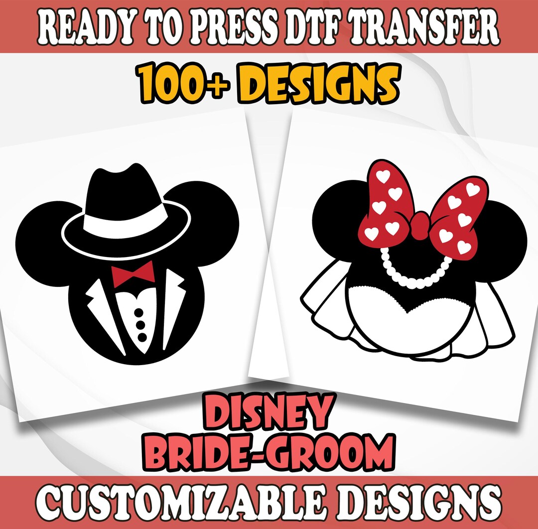 Disney Bride and Groom Dtf, Bride and Groom Mickey Dtf, Disney Wedding ...