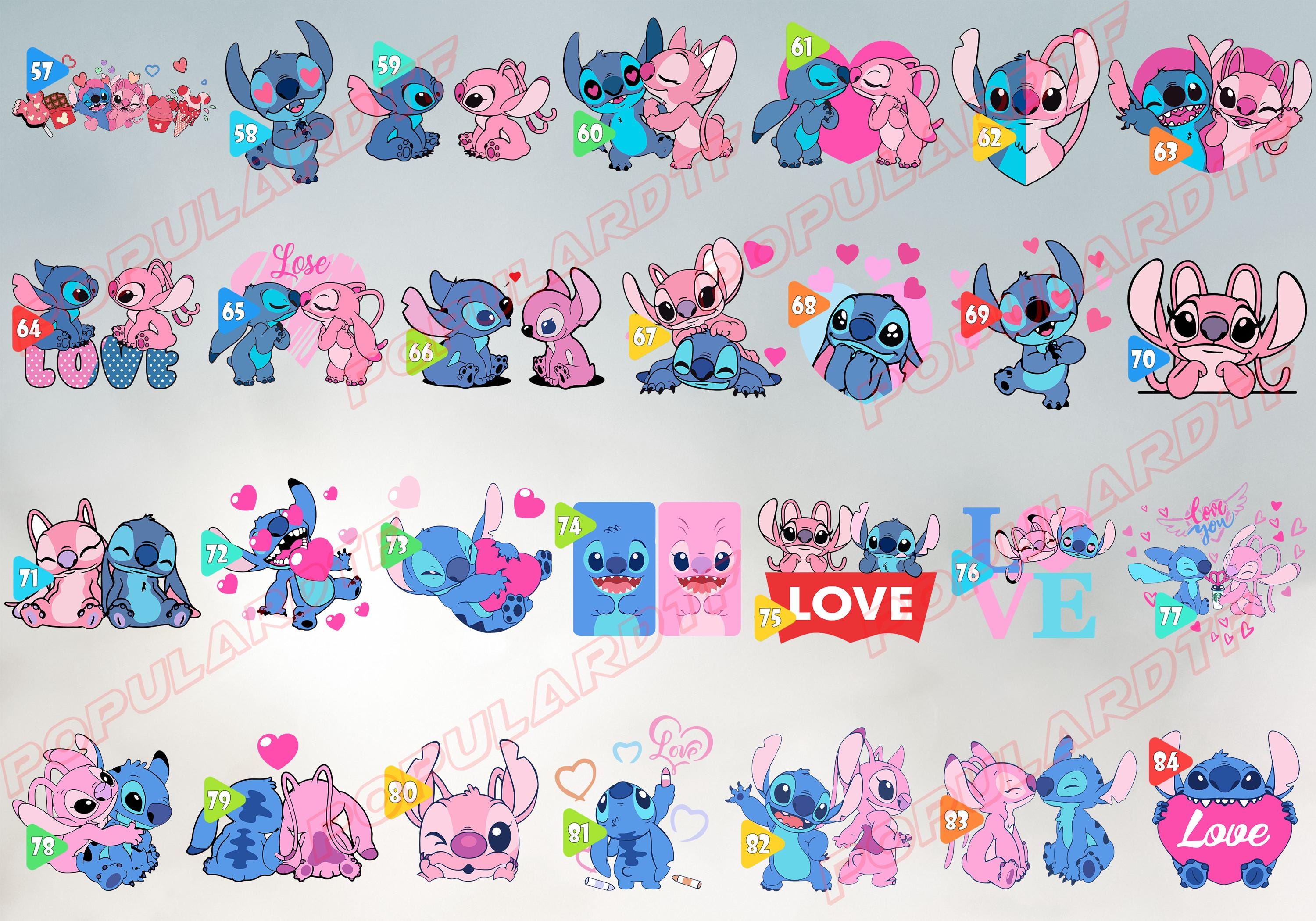 Stitch Heart Dtf Transfer, Stitch Valentine's Day Ready to Press, Stitch and Angel Couple DTF ...