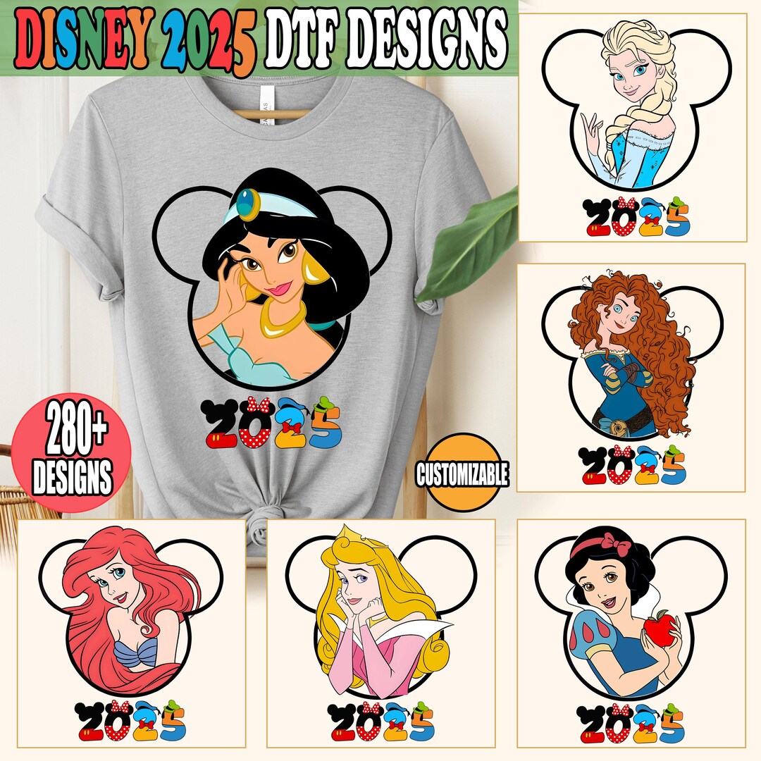 Disney Princess Characters DTF Transfer, Disney Girls Shirt Ready to ...