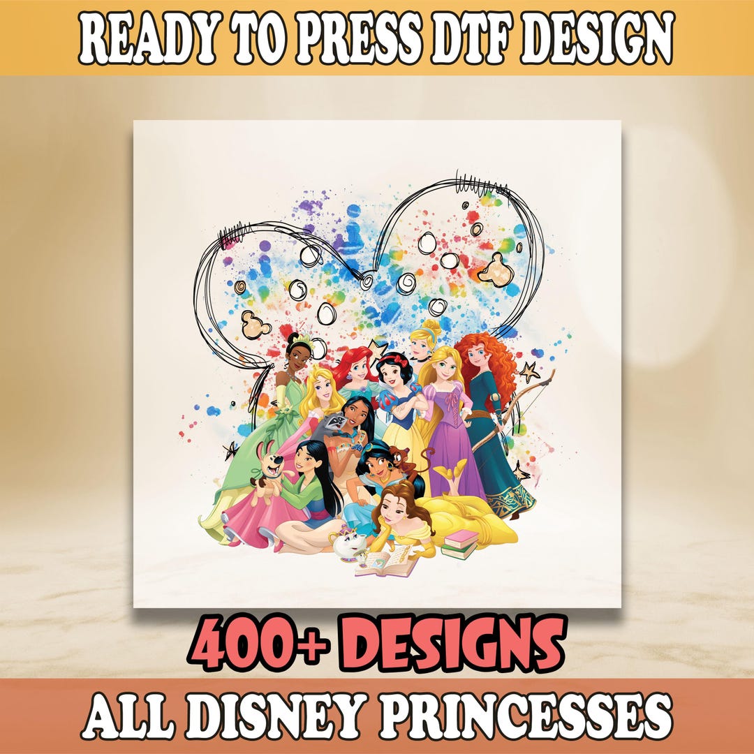 Disney Watercolor Princess DTF Transfer, Magical Castle Dtf, Disney ...